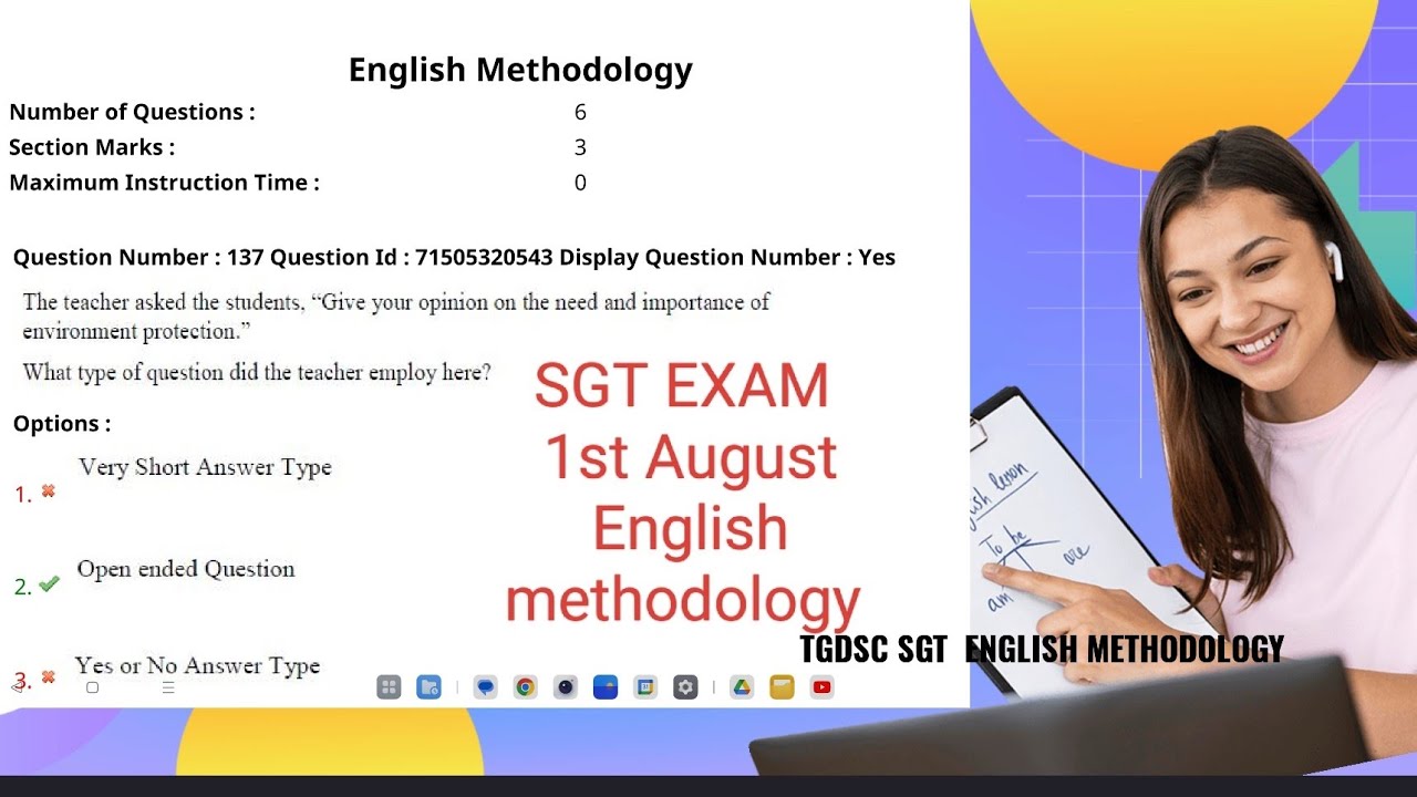 English methodology Questions given in DSC exam on 1st August 2024 ...
