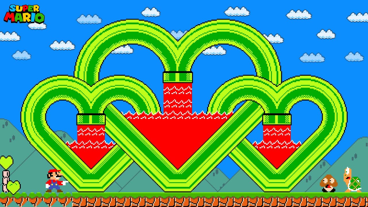 Super Mario Bros., but Mario Turns Everything He Touches into HEART ...