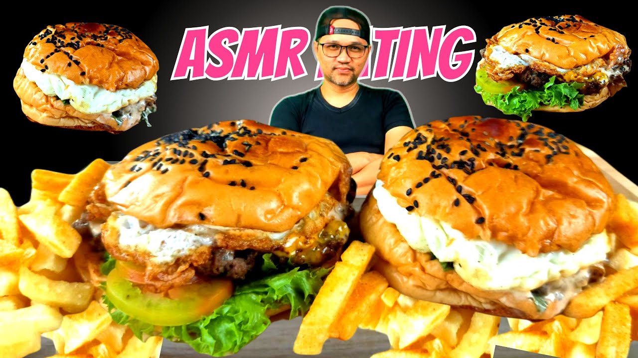 ASMR EATING BURGER |MUKBANG|EATING SOUNDS | AUNGLO BURGERS - YouTube