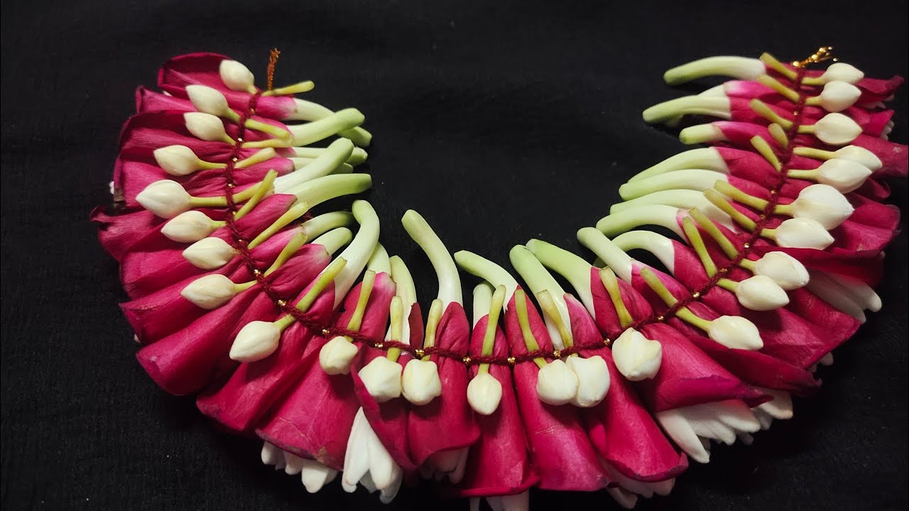Bridal flower veni making/sampangi, rosepetals and nanthiyavattam ...