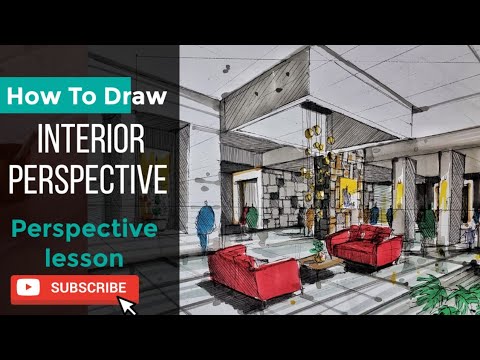 drawing in two-point perspective | interior perspective | architectural ...
