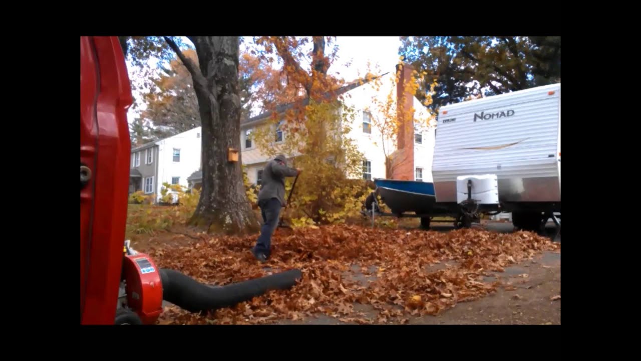 leaf blower converted to leaf loader - YouTube