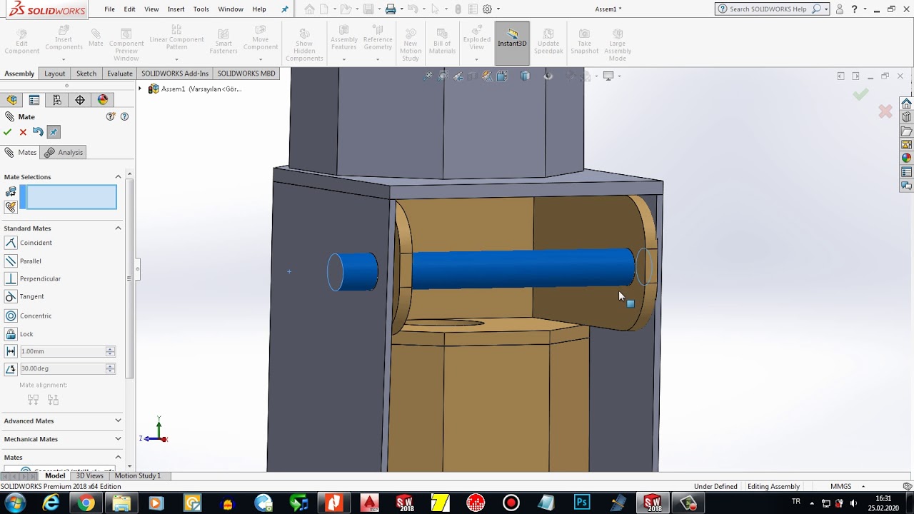 Hinged pole (solidworks) - YouTube