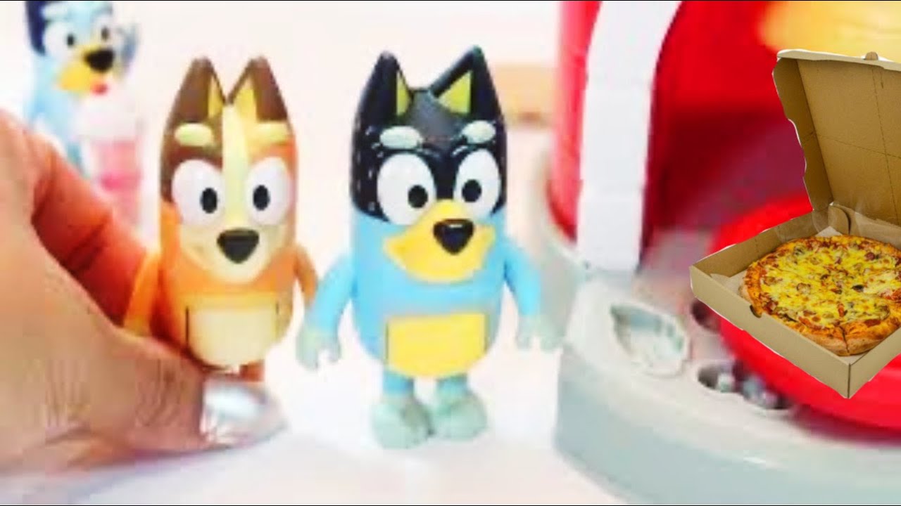 Bluey's Fun Day at the Playdoh Pizza Shop! Toy Learning Video for ...