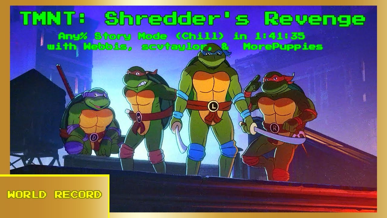 [4P WR] TMNT: Shredder's Revenge Any% Story Mode Speedrun in 1:41:35 with my Family (Chill ...