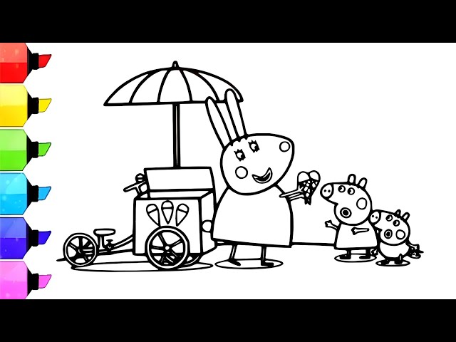 Miss Rabbit Ice Cream Peppa Pig Coloring Pages Bubbleisha Coloring