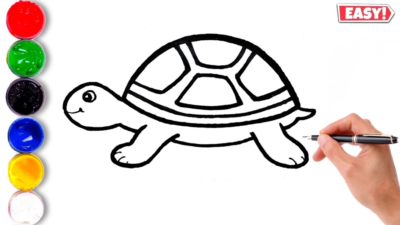 Cute Tortoise Drawing | Learn to Draw Tortoise | Painting and Coloring ...