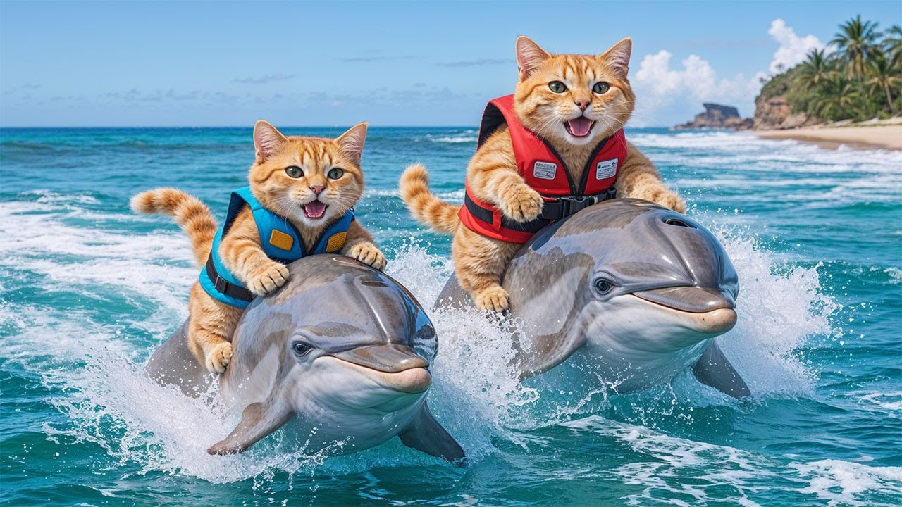 A Joyful Cat Family Moment With Dolphins - YouTube