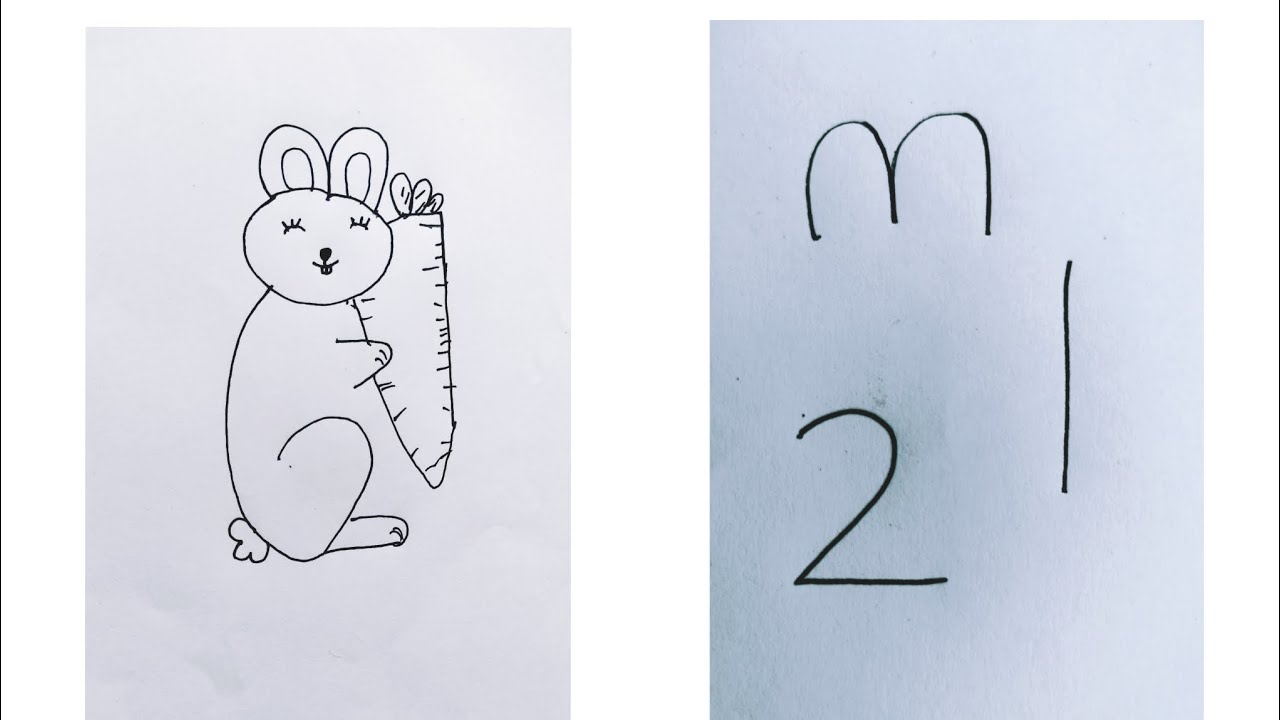 A cute rabbit drawing tricks # Drawing using numbers 123 for kids - YouTube