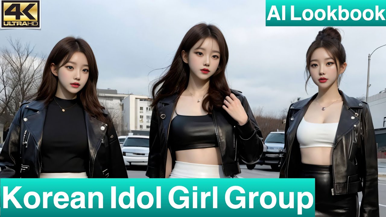 [AI Lookbook 4K] Korean Idol Girl Group / Black Jacket & Skirt / 韓国アイドル ...