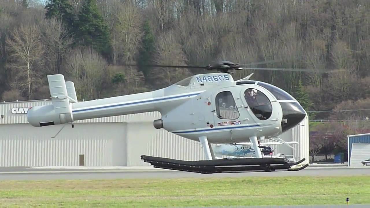 MD520 Notar Helicopter practicing emergency maneuvers at KBFI Seattle ...