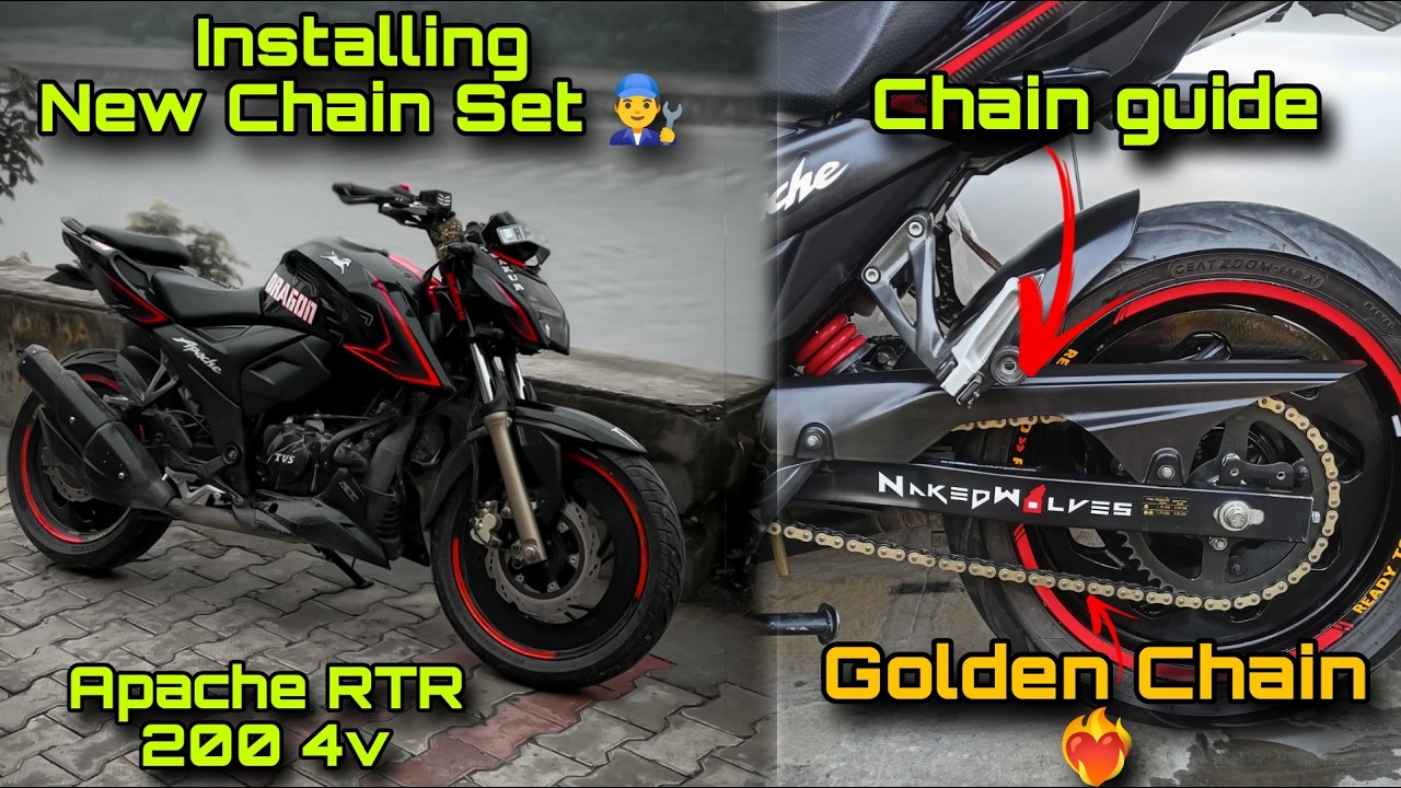Installing Brass Coated Chain in Apache RTR 200 4v With Chain Guide 👨‍🔧 ...
