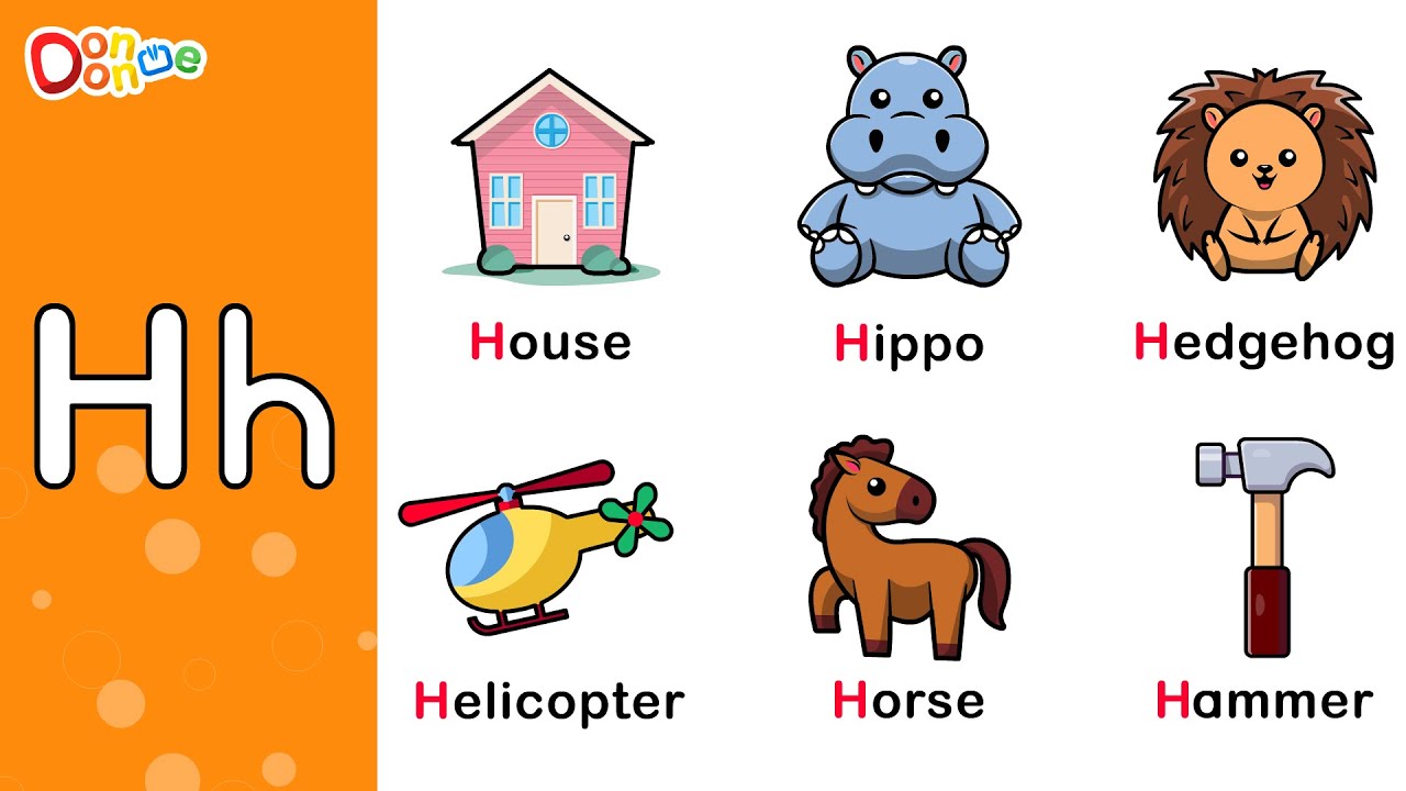 Learn the Basic English Vocabulary for kids - Letter H - DonDonMe Kids ...