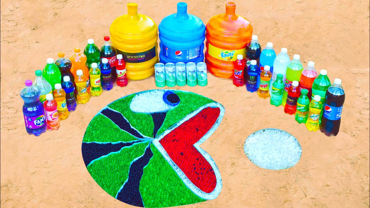How to make Rainbow Watermelon Pacman with Orbeez, Mirinda, Big Coca ...