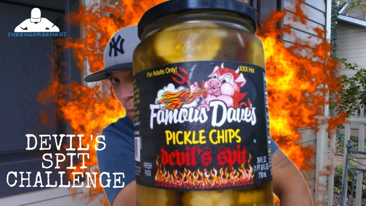 Famous Dave's® | Devil's Spit Pickle Chips Challenge! 😈💦🔥 - YouTube