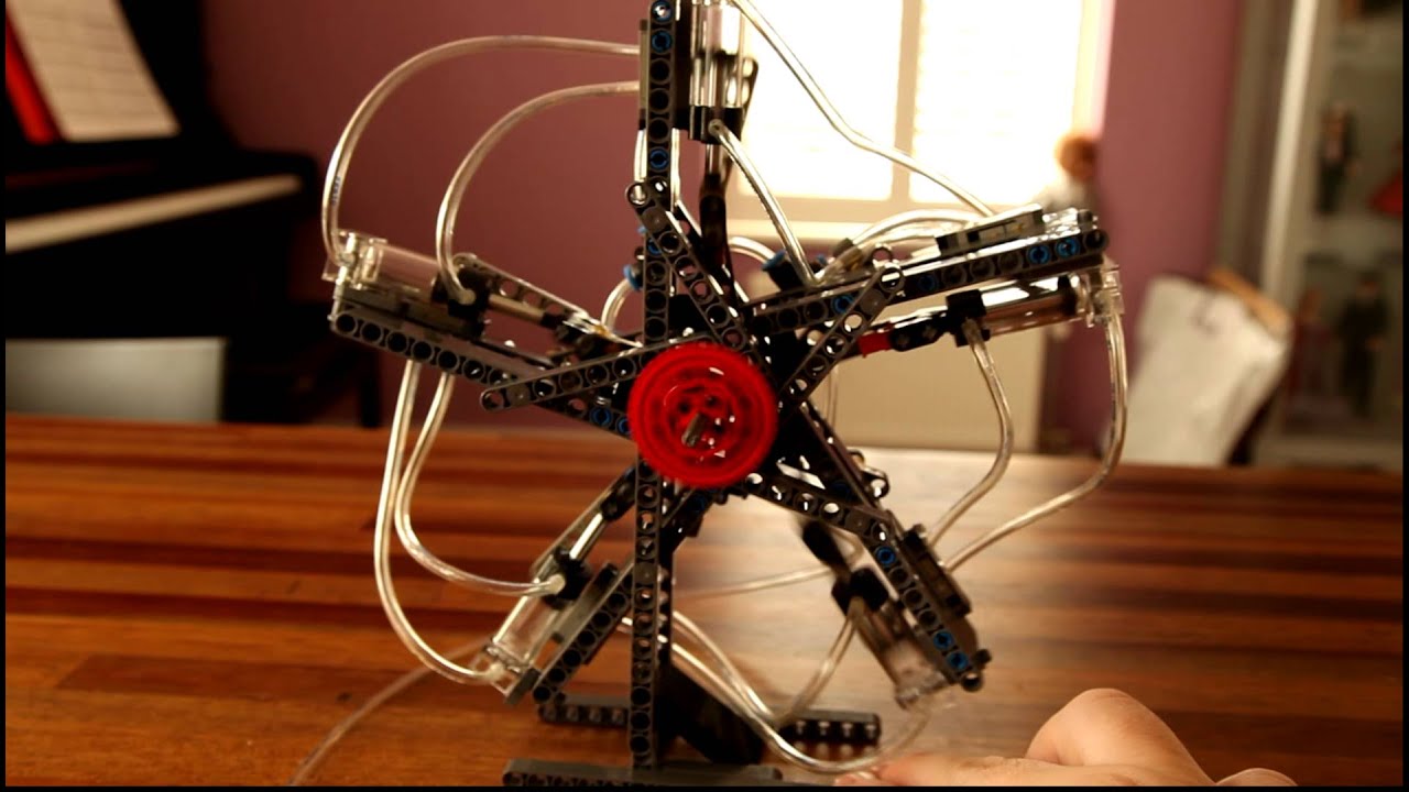 LEGO Pneumatic 5 cylinder radial large cylinder - YouTube