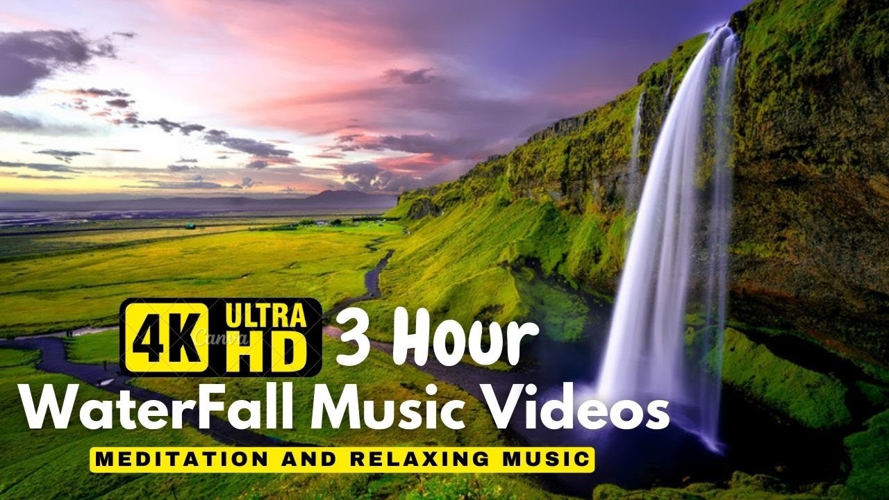 Beautiful Waterfall Relaxing 4K Music Video, Peaceful Instrumental ...