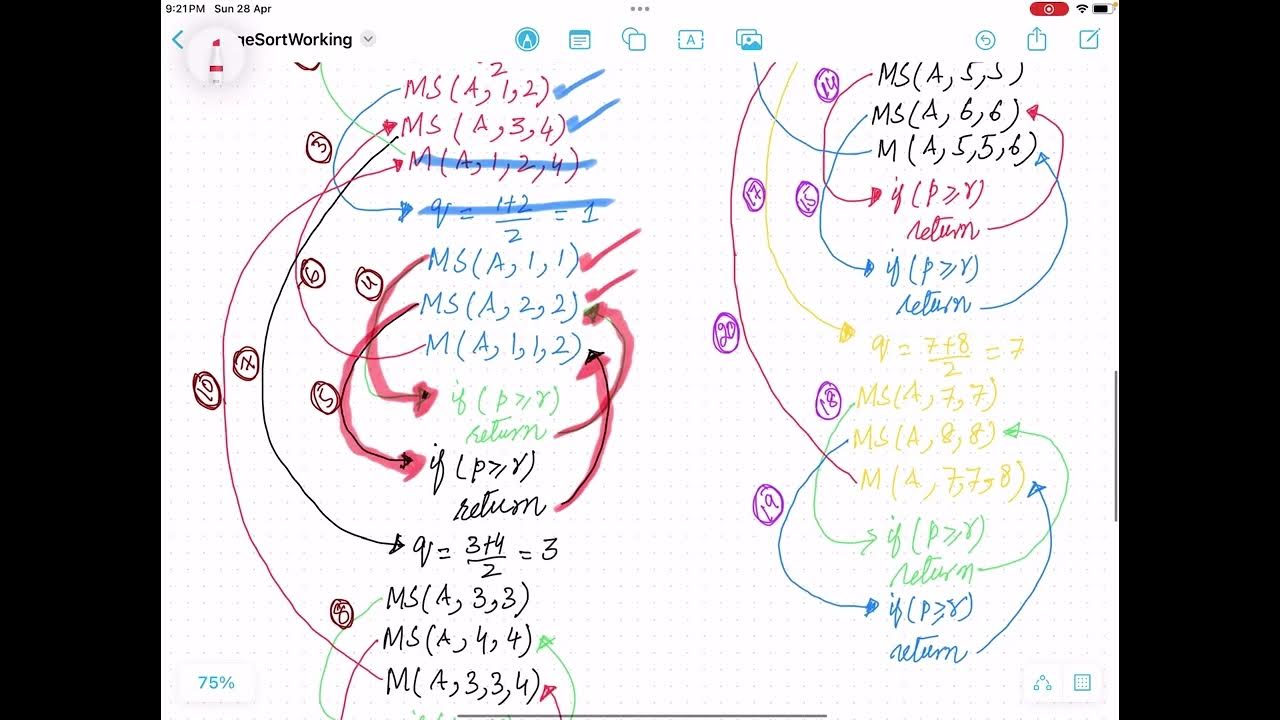 14 DAA Merge Sort Function Calls - YouTube
