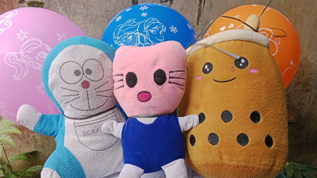pop the balloons get helokitiy doraemon boba prizes. meletuskan #balon ...