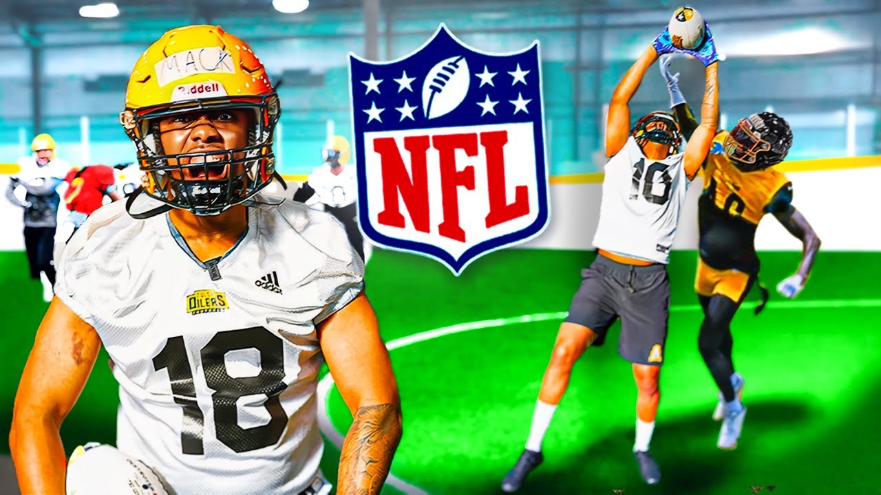 I SCORED MY FIRST TOUCHDOWN IN PRO FOOTBALL PRACTICE!!! - YouTube