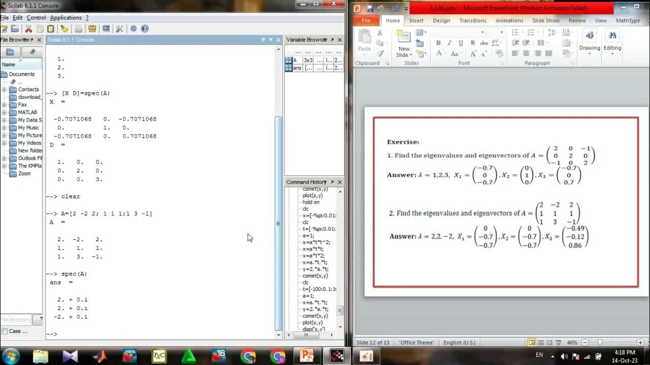 #19 || How to find Eigenvalues & Eigenvectors using Scilab - YouTube