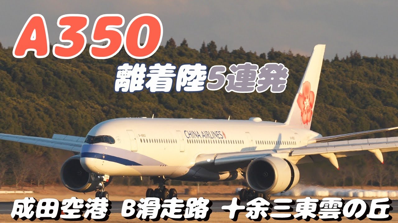 【4K】成田空港 十余三東雲の丘&さくらの山公園 ABランに離着陸するエアーバスA3505連発 - YouTube