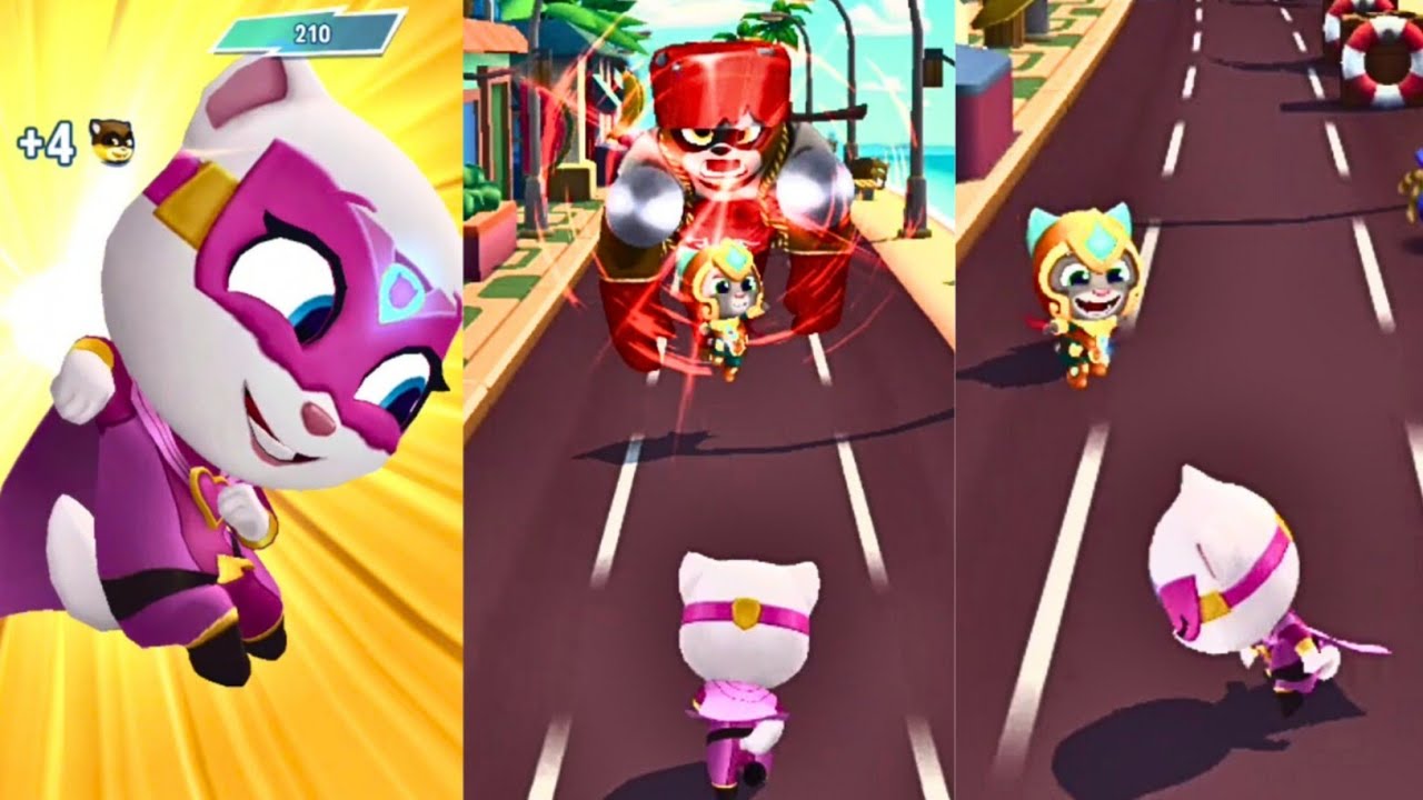 Super Angela Playing Super Gameplay in Talking Tom Hero dash - YouTube