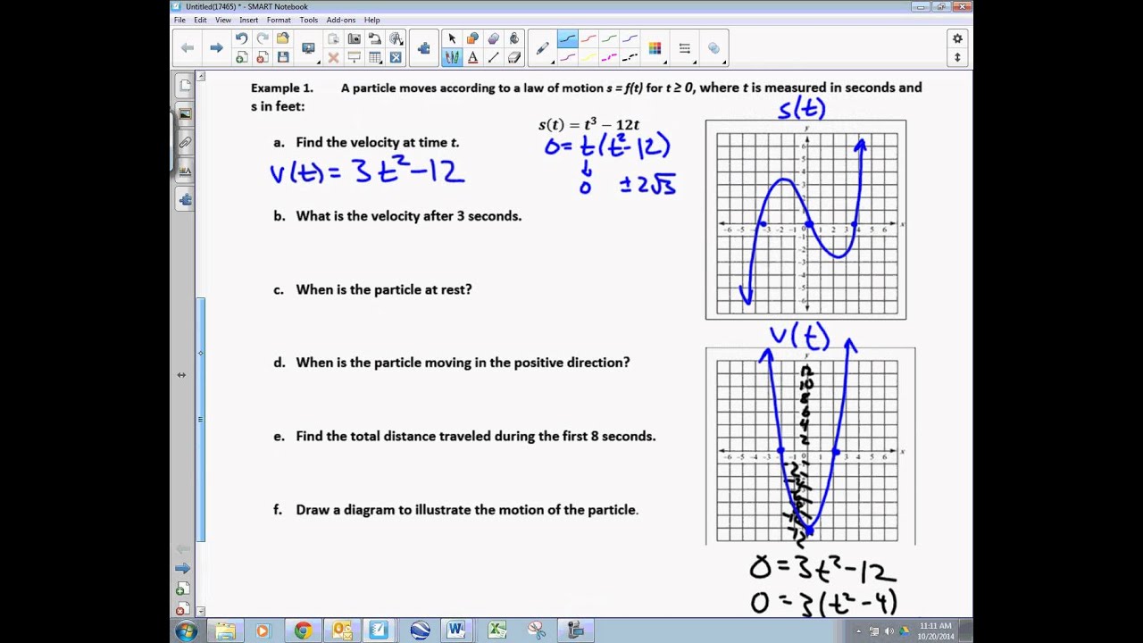 Calculus Unit 3.4 Notes Particles in Motion Problems Derivatives 2014 ...