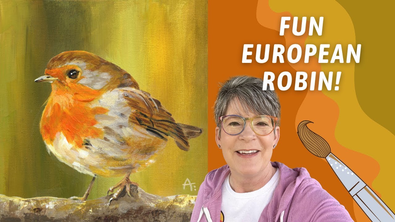 ACRYLIC European ROBIN! Drawing/painting tips, GREAT Beginner Acrylic ...