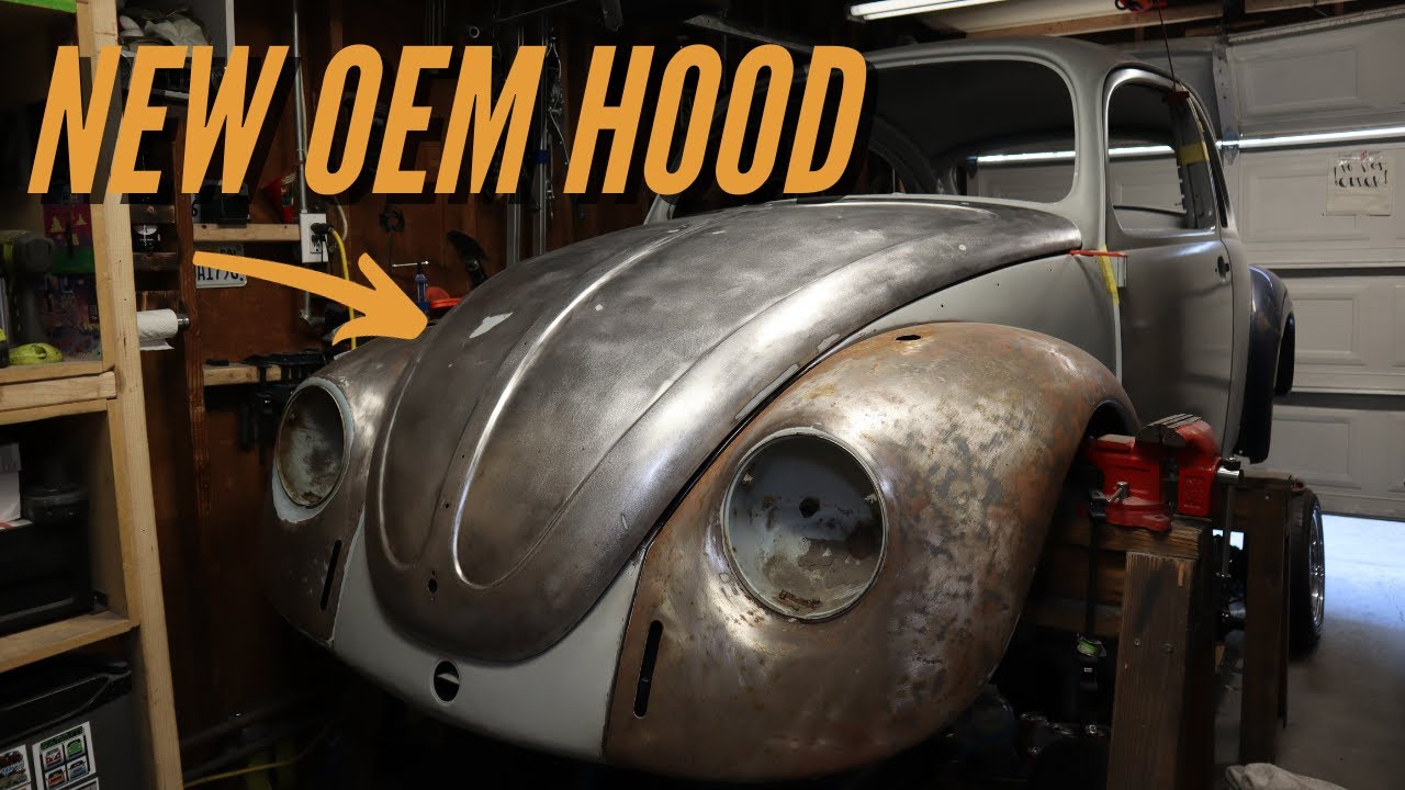 1969 VW Beetle Restoration-New OEM HOOD & REAR FENDER-PART 16 - YouTube