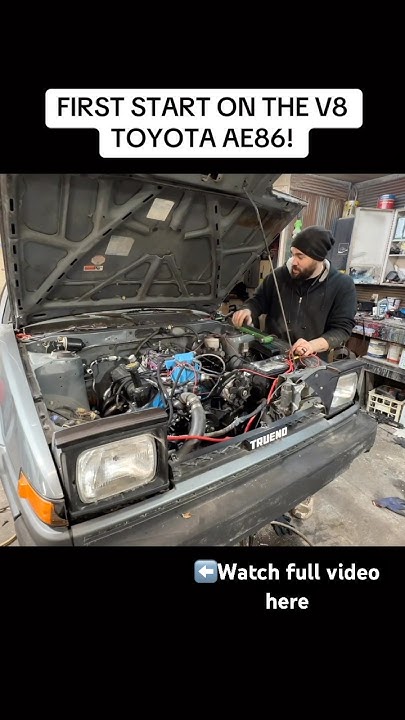 FIRST START ON THE V8 TOYOTA COROLLA AE86!!! Hot rod import build! - YouTube