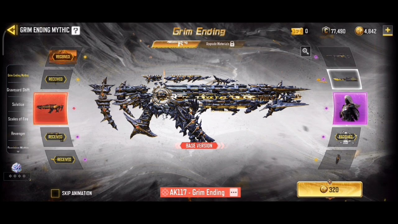 Buying my first mythic gun AK117 mythic- Grim Ending draw CODM | COD ...