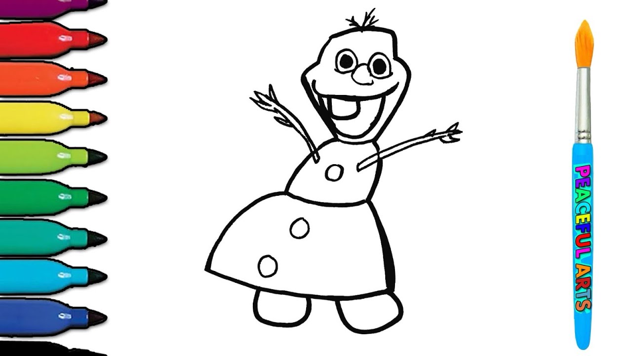 Let's Draw and Paint Frozen Olaf Easily Together | Painting, Coloring ...