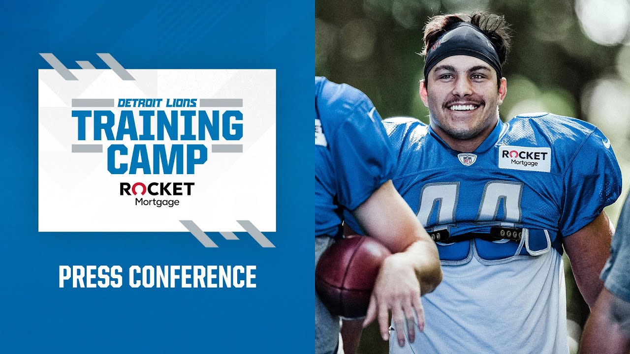 Jared Goff, Malcolm Rodriguez, and D'Andre Swift meet the media after Lions and Colts joint ...