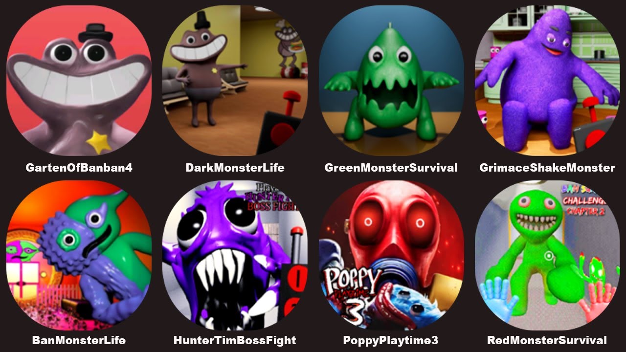 Garten Of Banban 4,Poppy Playtime 3,Dark Monster Life,Green Monster ...