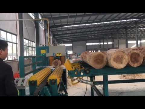 Log saw cutting line - YouTube
