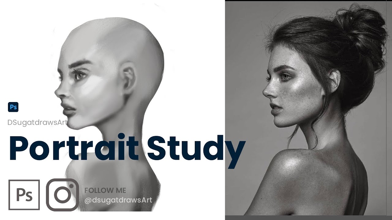 How I Paint Digital Portrait In Photoshop | Portrait Study 1- Speed ...