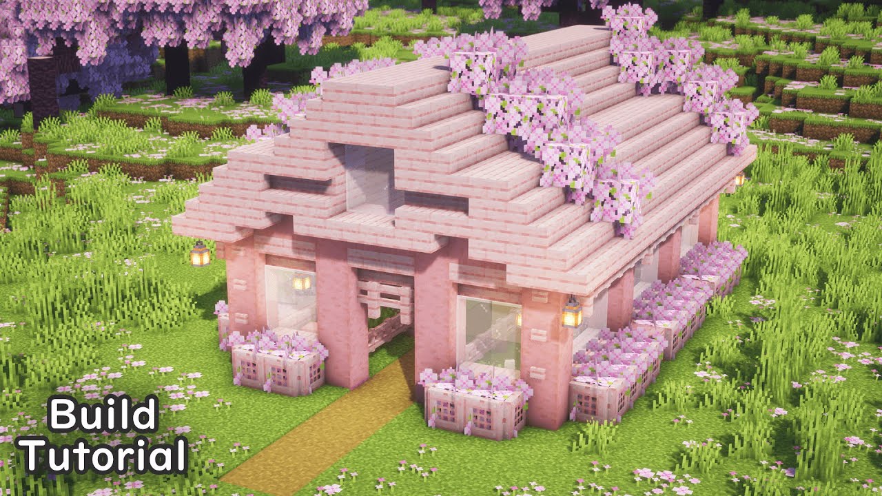 [Minecraft Tutorial] 🌸 Cherry Blossom Barn 🐷 - YouTube