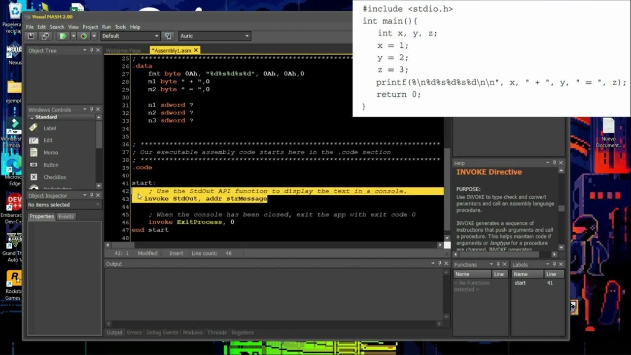 Programando en Visual MASM (Ejercicio3) - YouTube