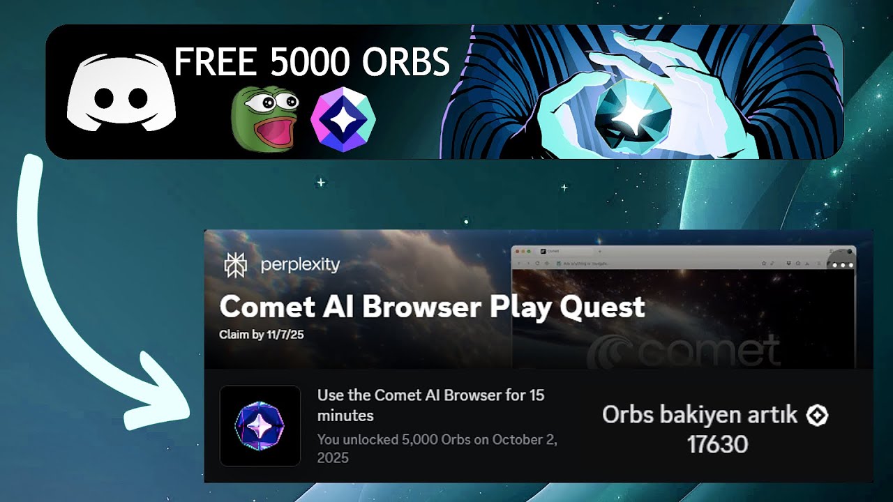 🔮 Discord • TEK GÖREV BEDAVA 5000 ORBS 😲 Nasıl Yapılır (Perplexity ...