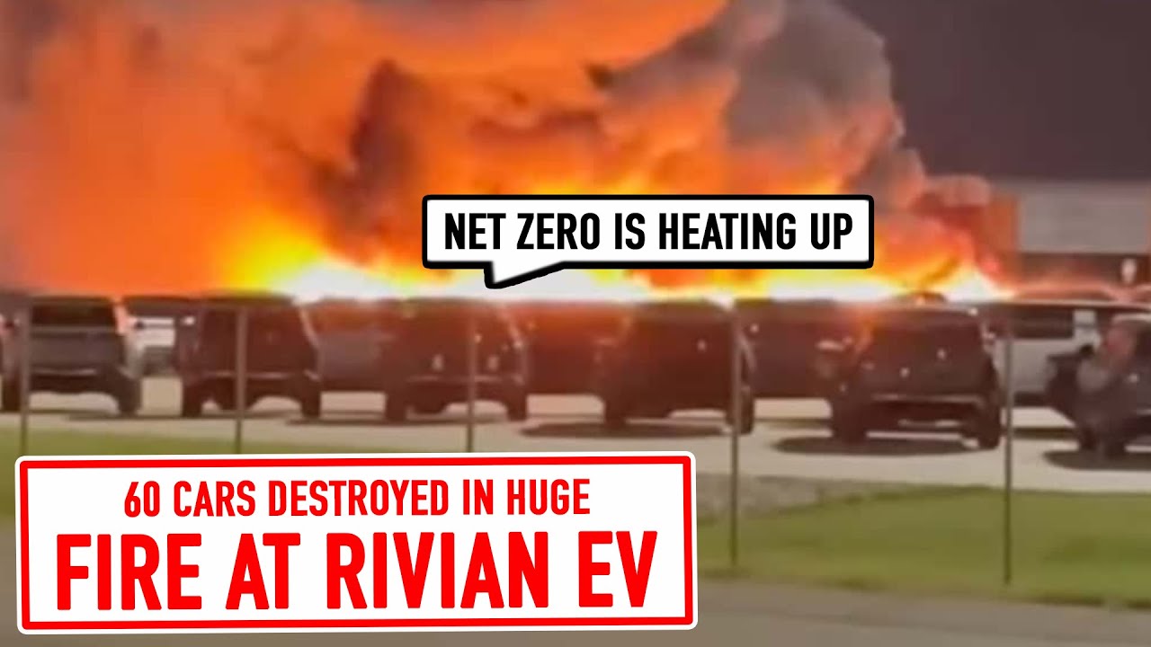 Yet another HUGE EV FIRE, this time at Rivian in the USA - YouTube