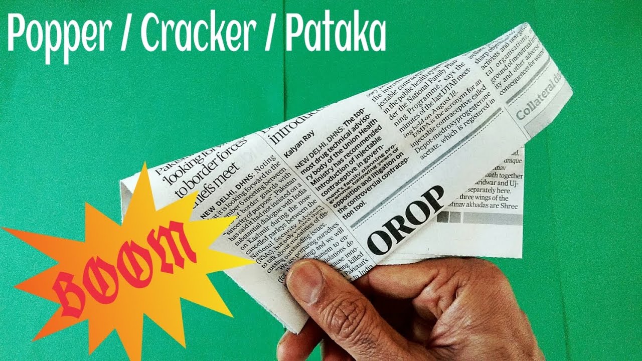 Action Fun Origami - News Paper "Popper/Cracker/Pataka" (Loud and Easy ...