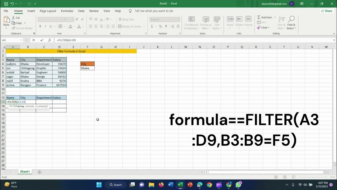 Advance Filter Formula in Excel || Microsoft Excel | Practice for Skill ...