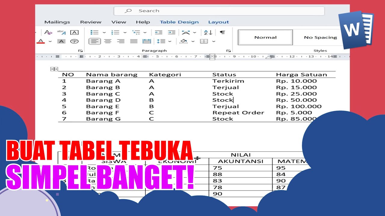 Cara Membuat Tabel Terbuka di Microsoft Word - YouTube