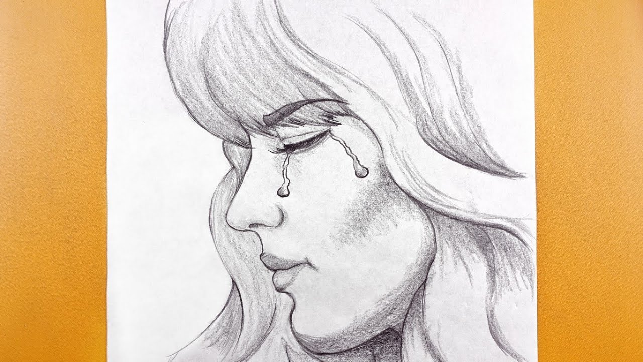 Pencil Drawings Of Girls Crying