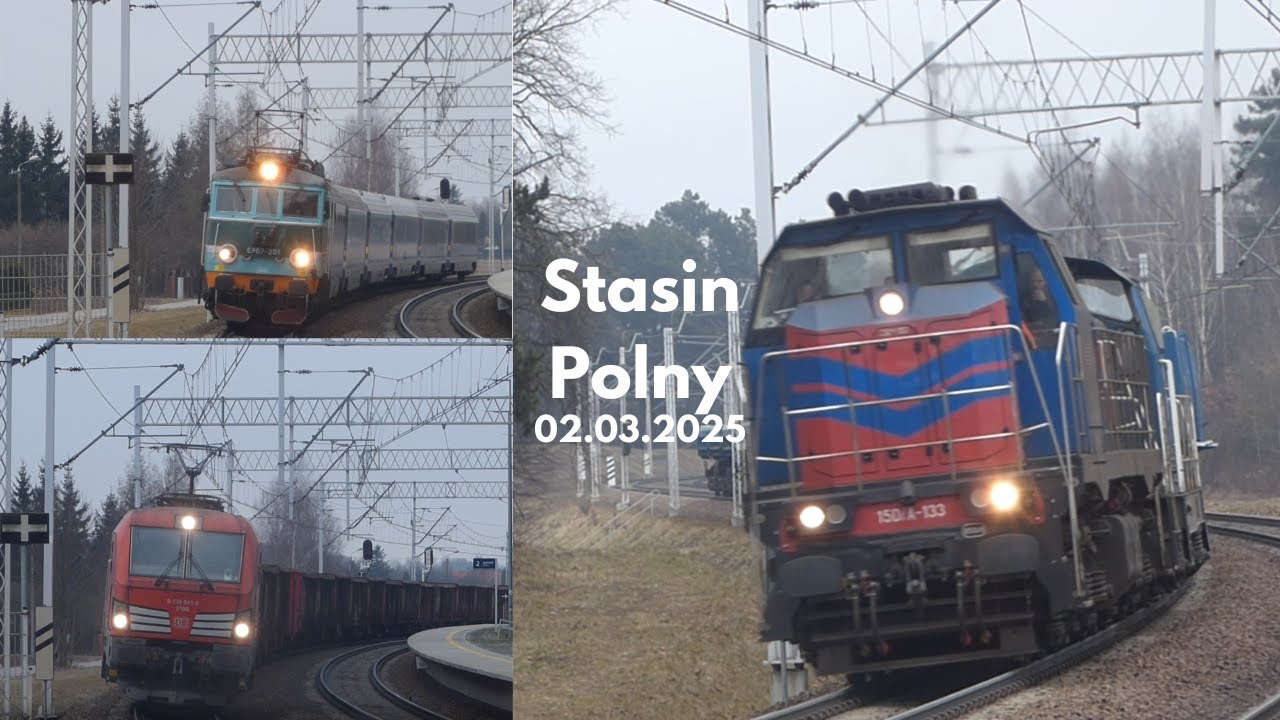 Pociągi na stacji Stasin Polny 02.03.2025 , EP07-201 , ZIK , DB CARGO ...