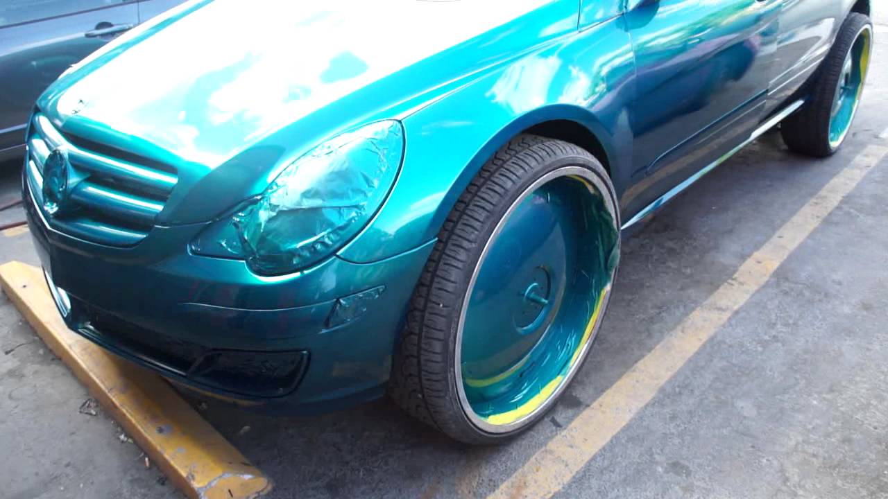 TOBY'S CUSTOM - CANDY TEAL BENZ R350 ON 28" DUB RIMS!!!FRESH OUT THE ...