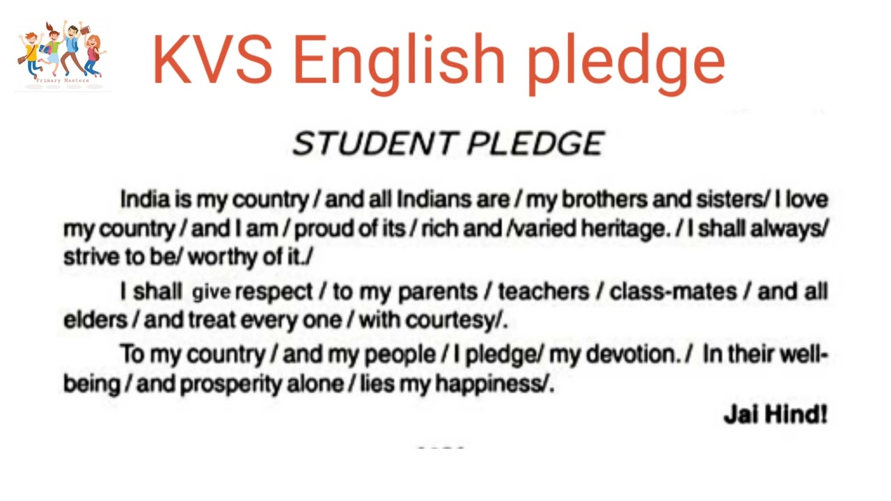 KVS student pledge - English - YouTube