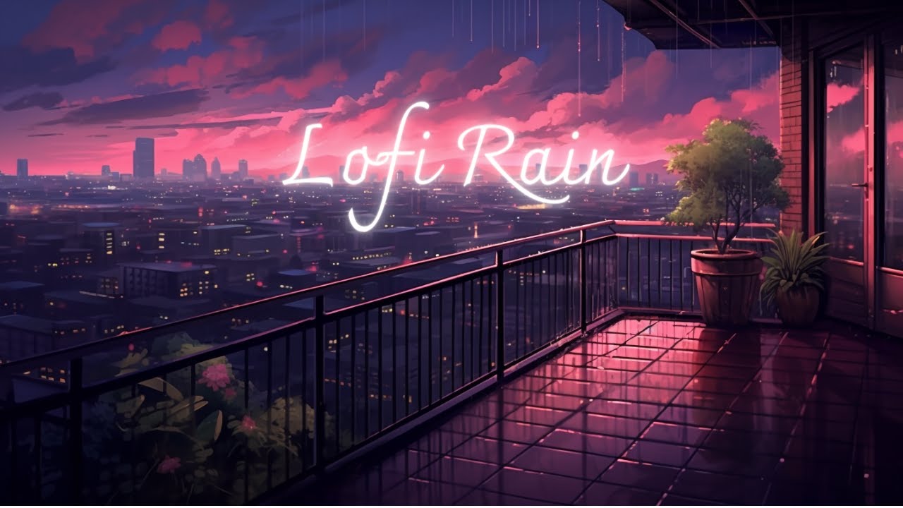 Slow Evening with Lofi Rain on the Rooftop 🎶 Chill out to Lofi Beats ...