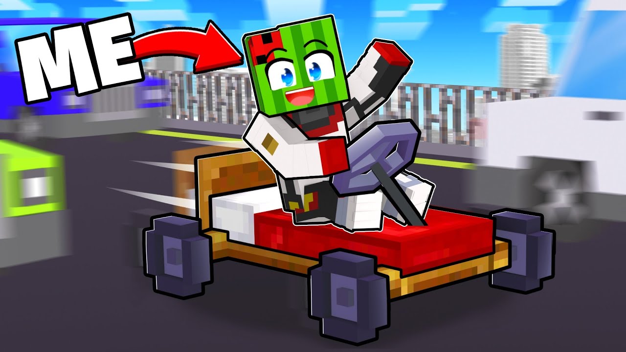 I Turned My BED Into A RACE CAR In Minecraft! - YouTube